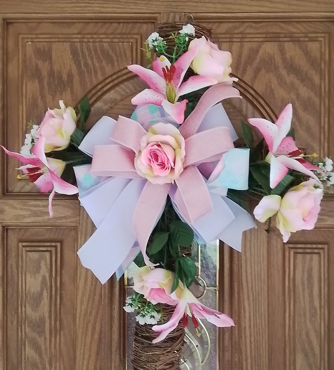 Easter Cross Door Decor, Memorial Grapevine Cross, Rustic Easter Cross ...