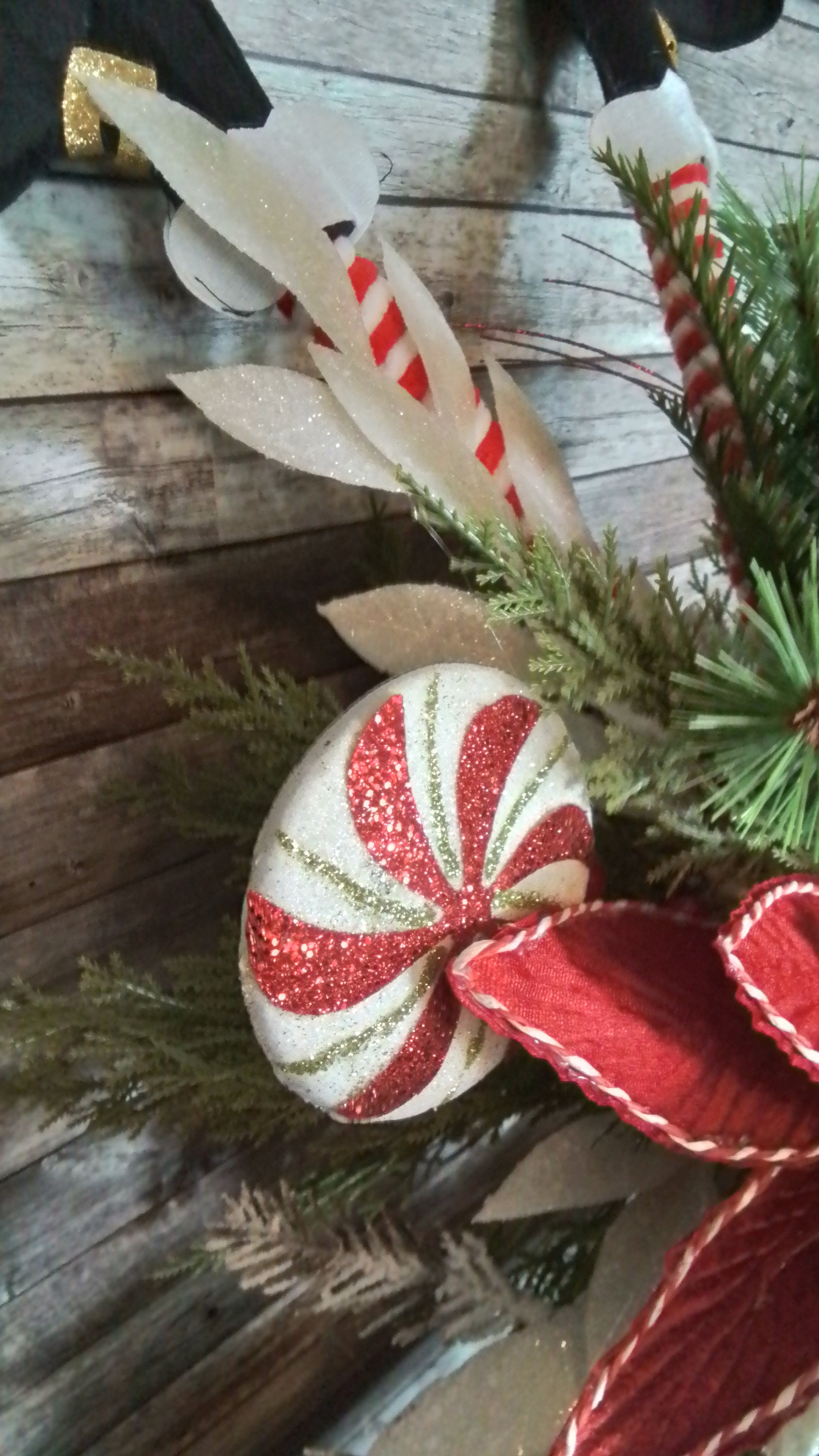 Christmas Santa Boot Floral Centerpiece With Ho Ho Sign- Festive ...