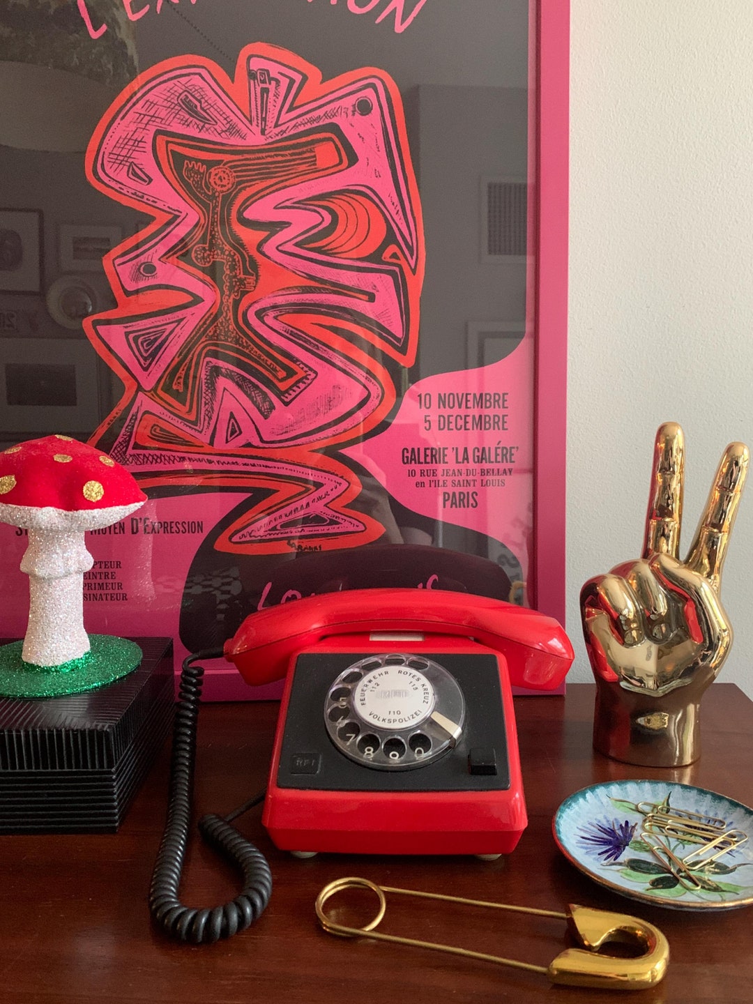 Vintage Bright Red 1988 East German Rotary Telephone Decor Only - Etsy