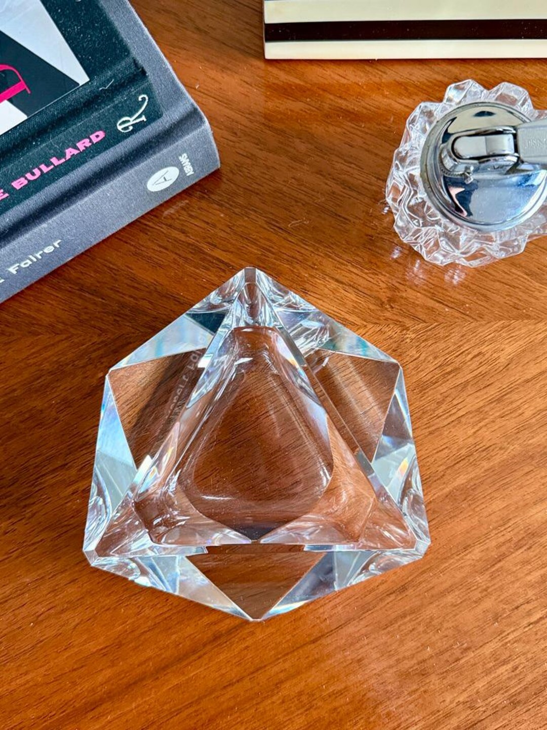 Vintage Lead Crystal Triangle/star Faceted Glass Ashtray Clear/mid ...