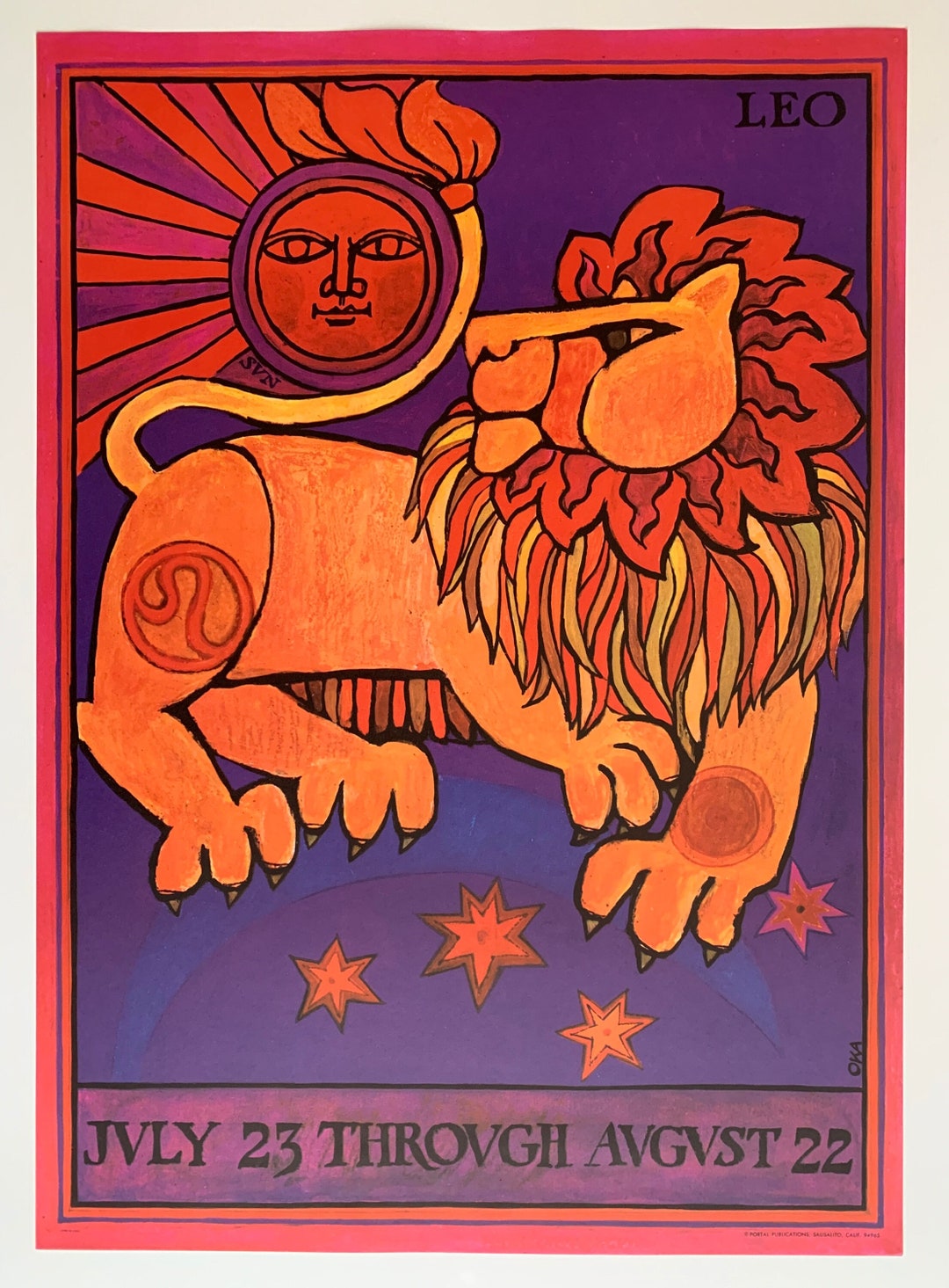 Vintage Late 1960's Leo Zodiac Astrology Original Poster 20"x29" New ...