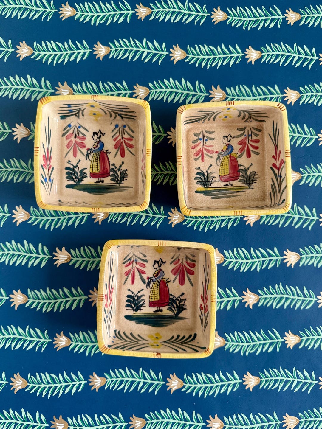 Vintage Nasco Hand Painted Bowls, Dutch Girl Floral Design, Set of 3 - Etsy