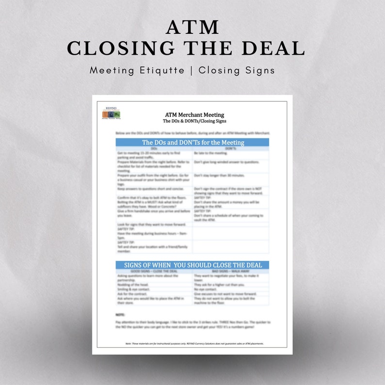 ATM the Dos & Donts/closing Signs - Etsy