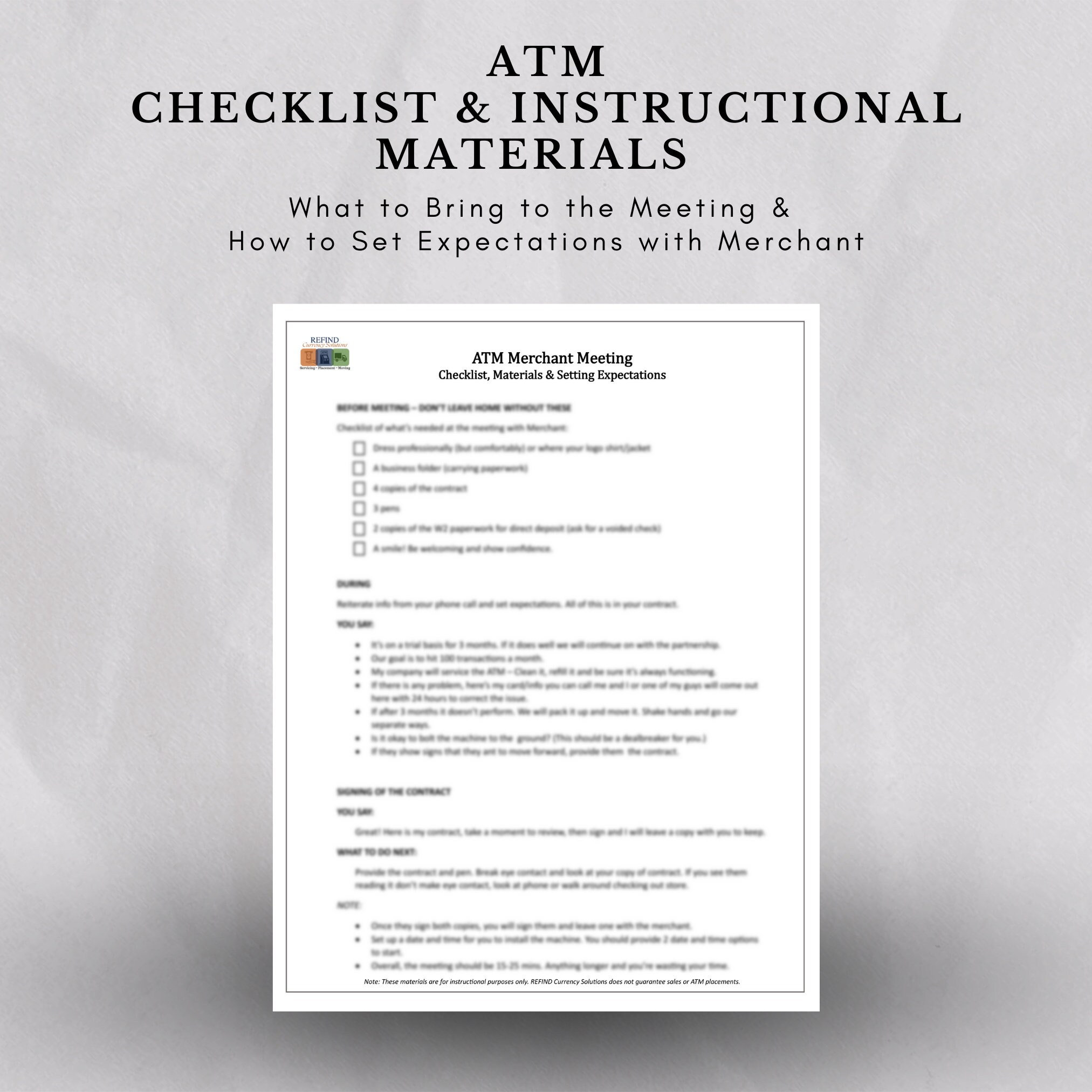 ATM Checklist, List of Materials Needed & Setting Expectations - Etsy