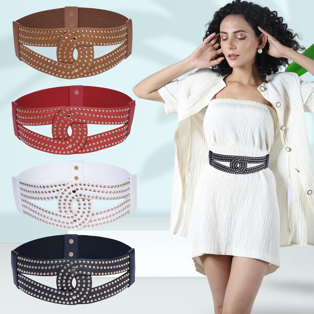 Vintage Corset Belt Retro Gothic Rivet Belt for Fashion Stretch Boho ...