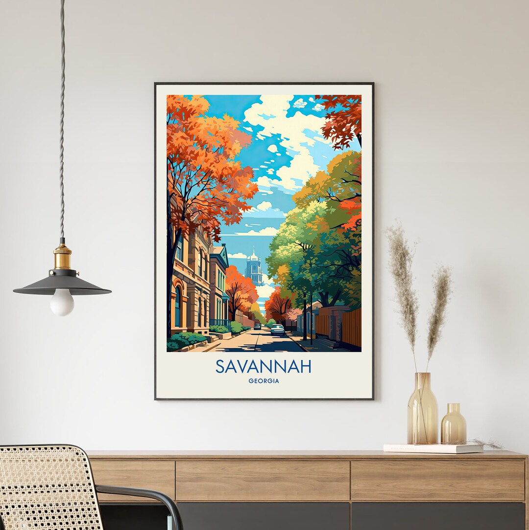 Savannah Travel Poster, Savannah Print, Georgia Poster, Cityscape ...