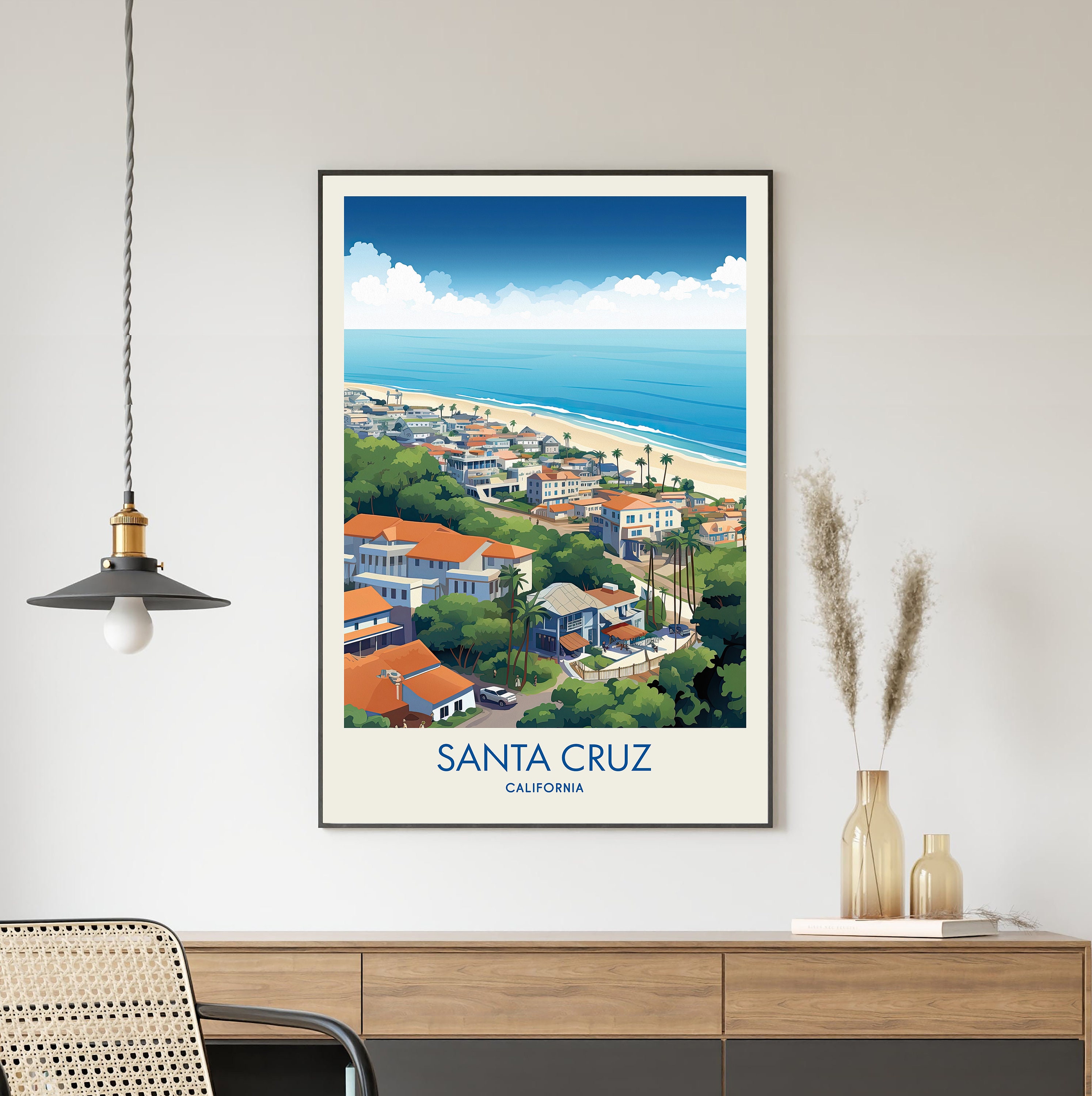 Santa Cruz Travel Poster Santa Cruz Print California Poster - Etsy