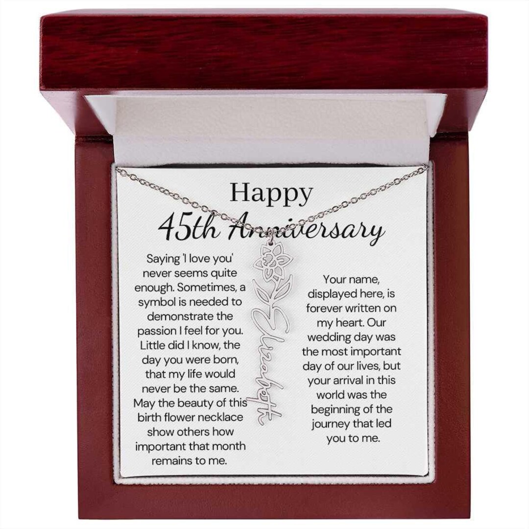 Personalized 45th Anniversary Gift for Wife, Custom Birth Flower Name ...