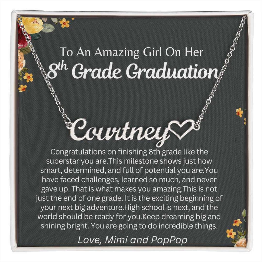 Personalized 8th Grade Graduation Gift for Granddaughter Name Necklace ...