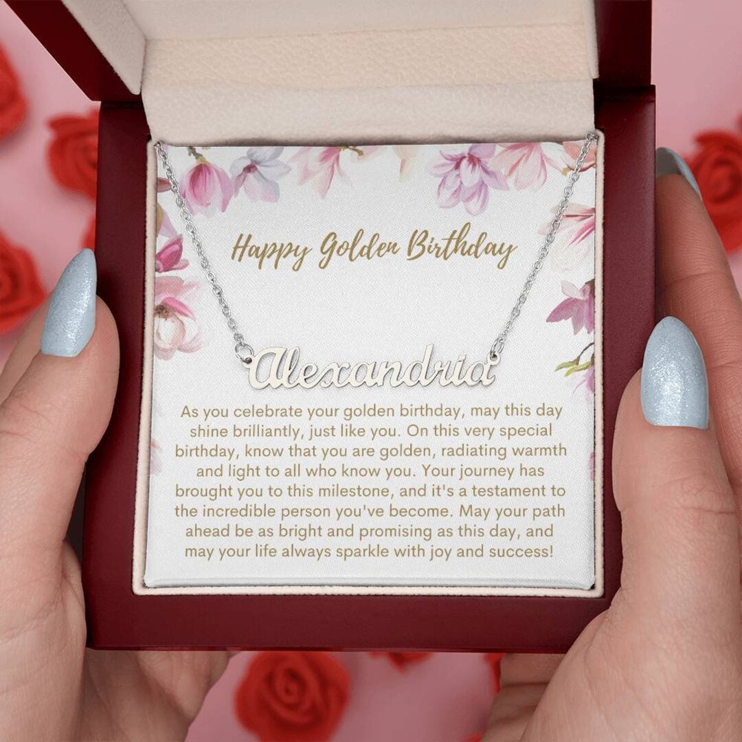 Personalized Golden Birthday Gift Necklace, Custom Birthday Gift, Happy ...