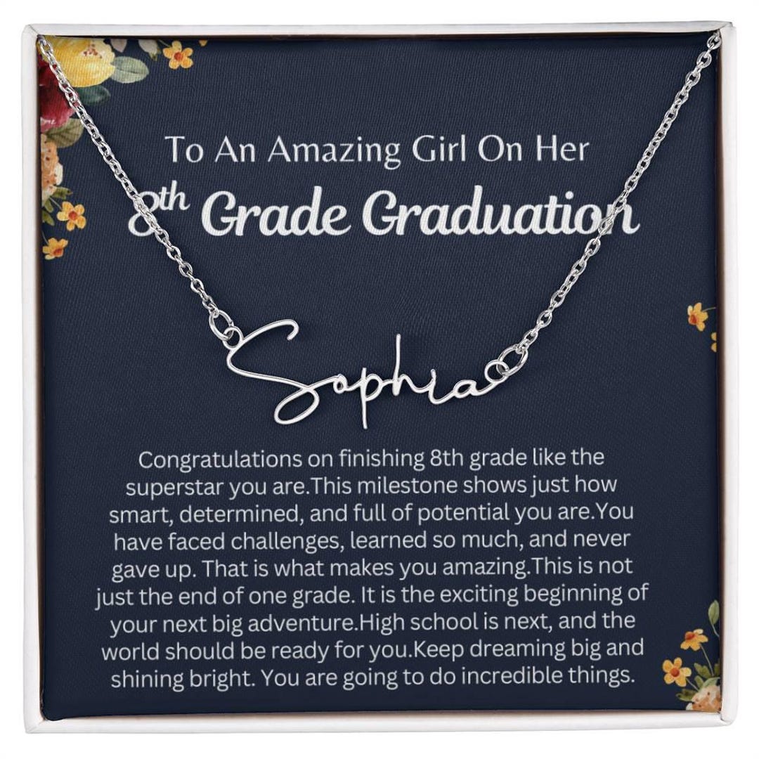 Personalized 8th Grade Graduation Gift for Her Name Necklace Custom ...
