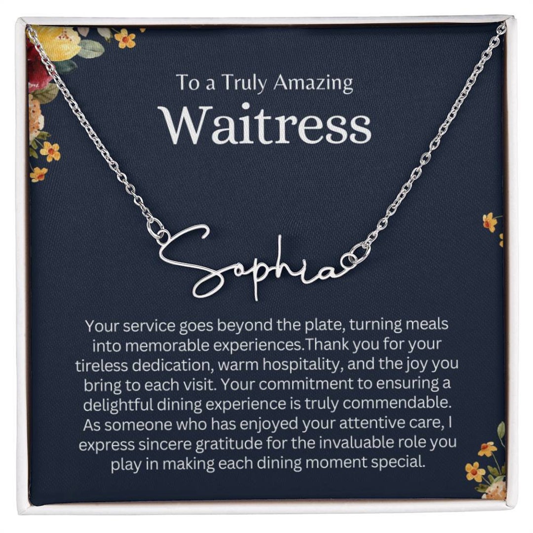 Personalized Waitress Appreciation Gift:custom Name Necklace Jewelry - Etsy