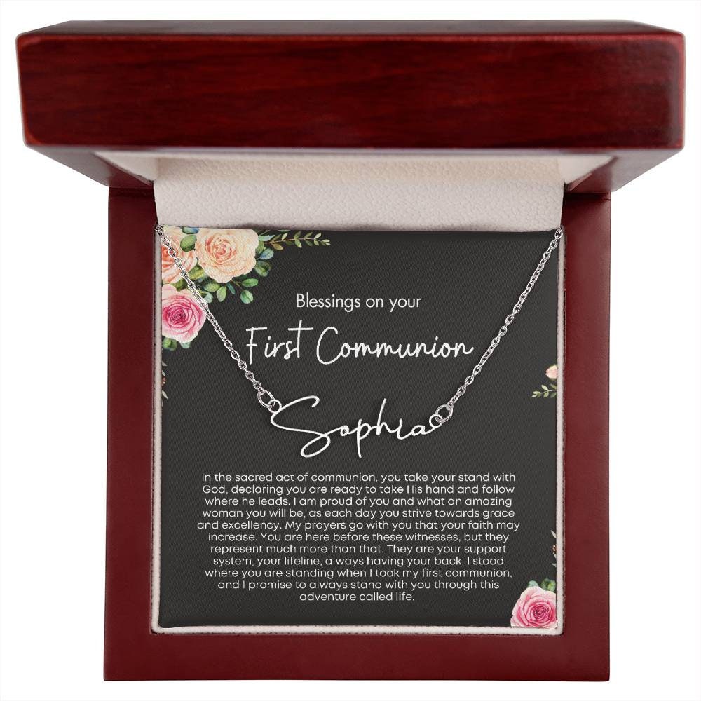 Personalized First Communion Name Necklace: Goddaughter Gift - Etsy
