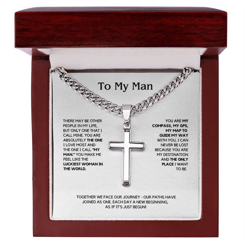 Personalized Cross Necklace • Cuban Chain for Him - Etsy