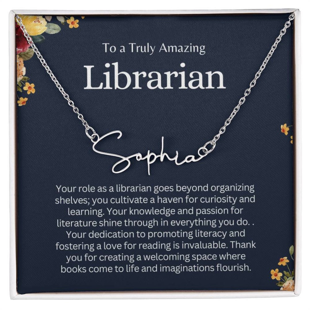 Personalized Name Necklace: Librarian Appreciation Gift - Etsy