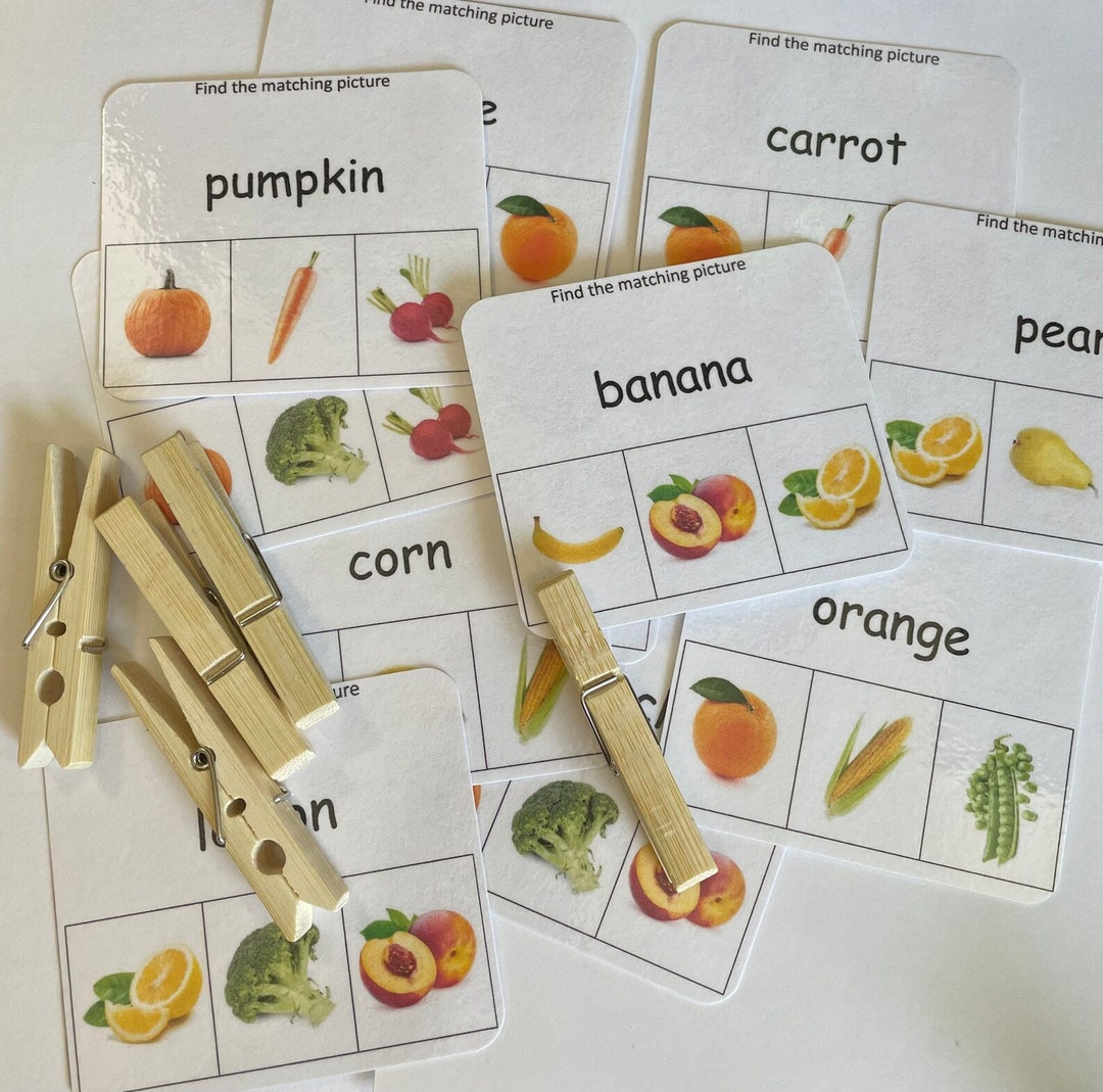 Fruits and Veggies Matching Montessori Non Fiction Real Images Fine ...