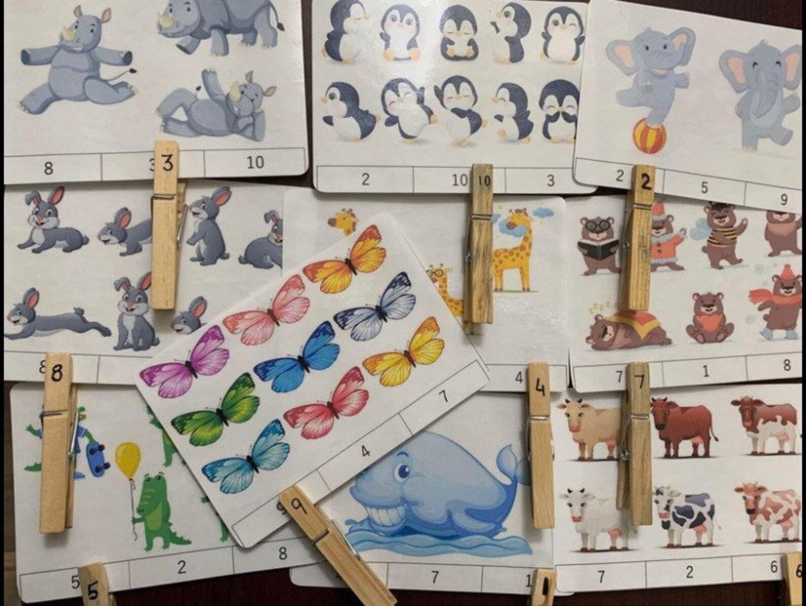 Number Clip and Count Fine Motor Skills Animals Counting Clothespin ...