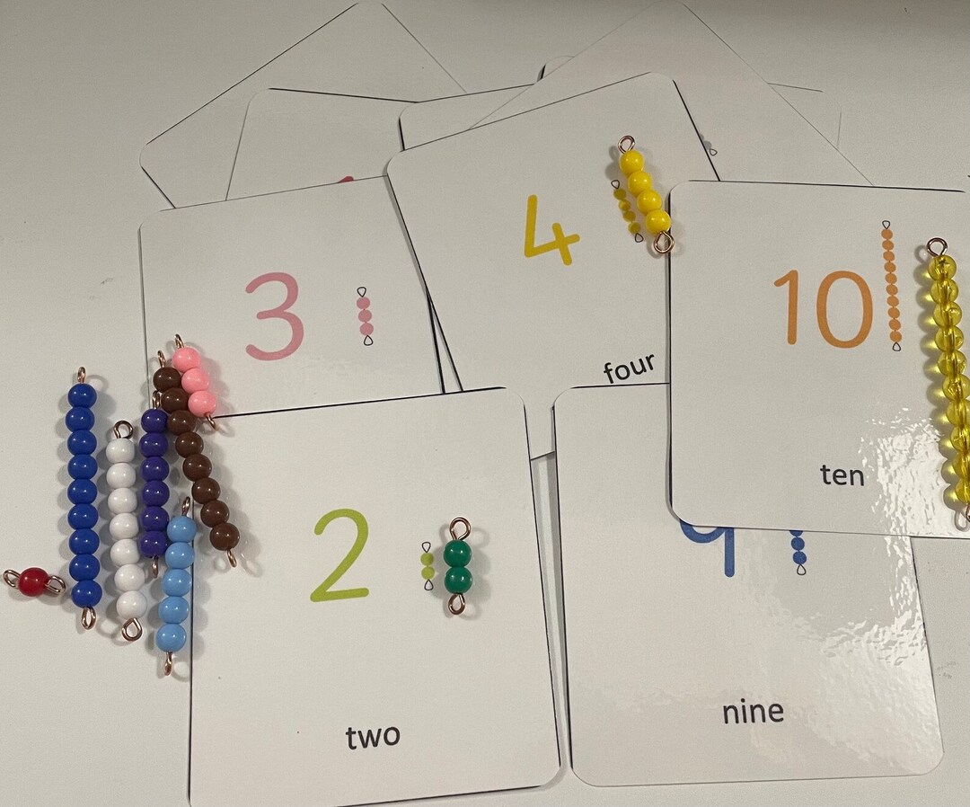 Montessori Bead Bar With Matching Cards | Busy Travel Bag for Kids ...