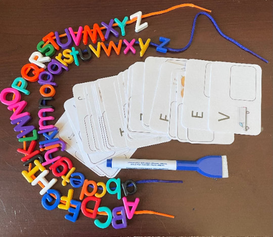 3 in 1 Alphabet Beading Lacing Tracing Phonics Sound Learning Fine ...
