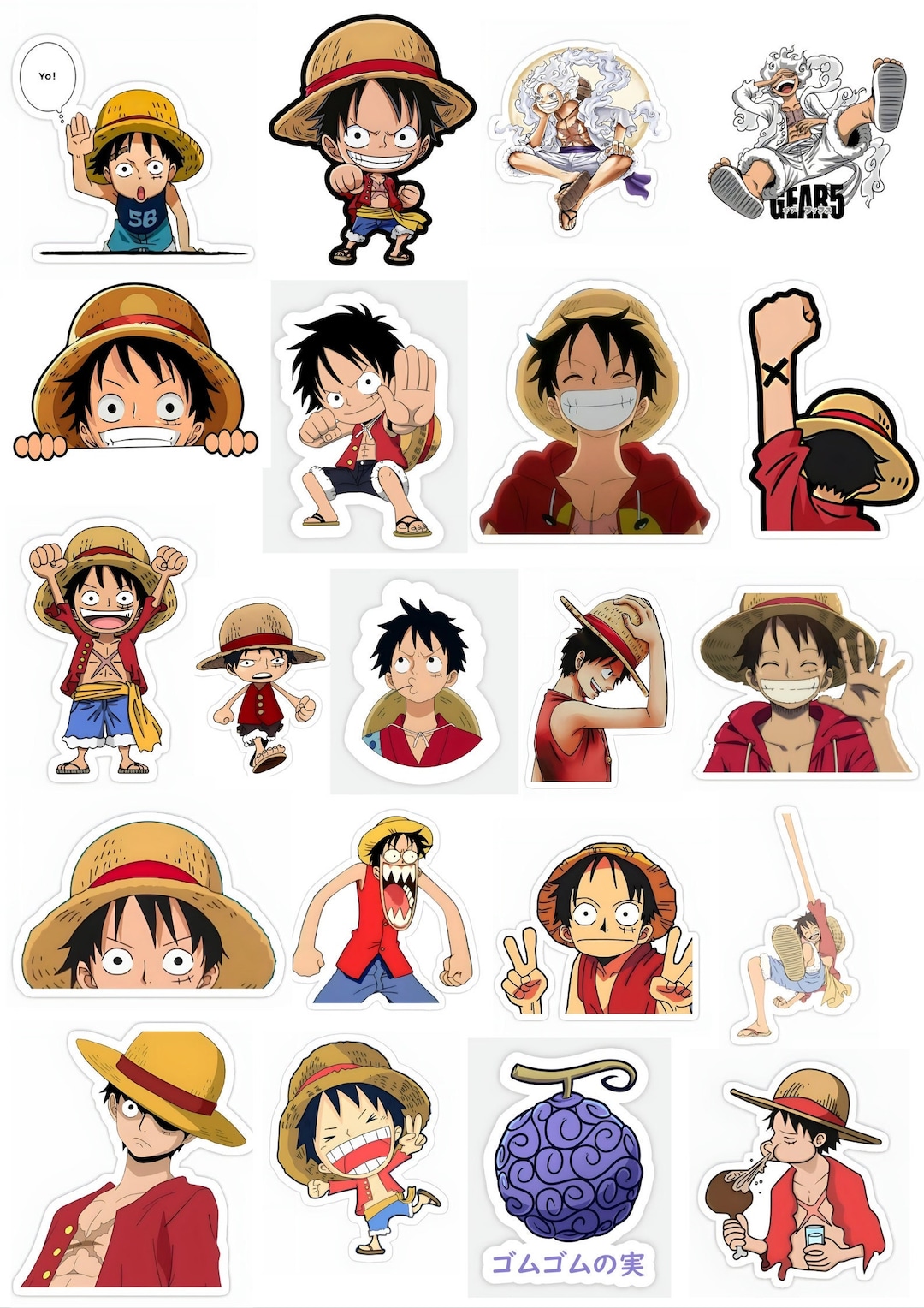 Monkey D Luffy Sticker One Piece Digital Download for - Etsy