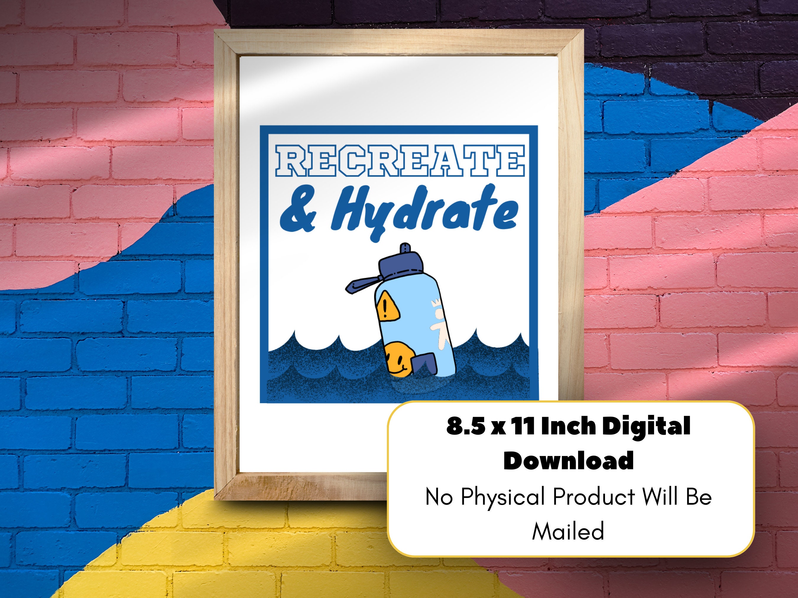 Drink Water Poster, Motivational Wall Art, Positive Print, Healthy ...