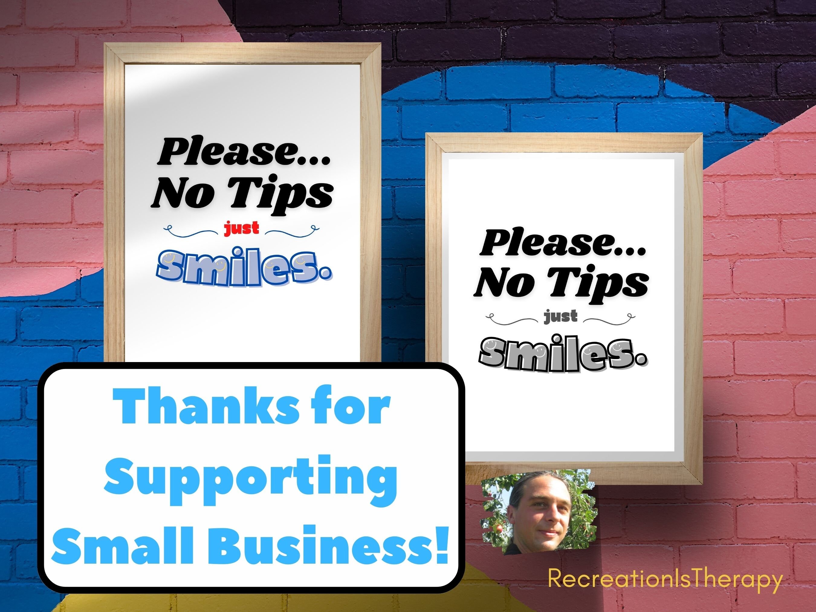 No Tips Sign to Print, Wall Art for Therapists, Recreation Therapy ...