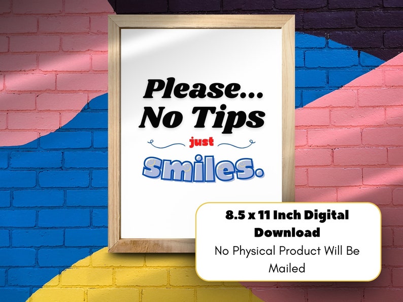 No Tips Sign to Print, Wall Art for Therapists, Recreation Therapy ...