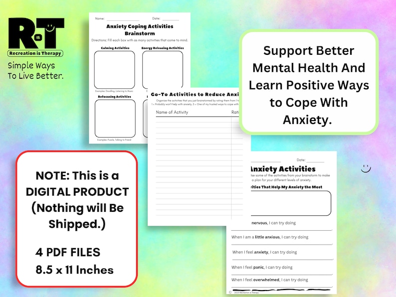 Anxiety Worksheets Printable Anxiety Relief & Coping Skills Adults ...