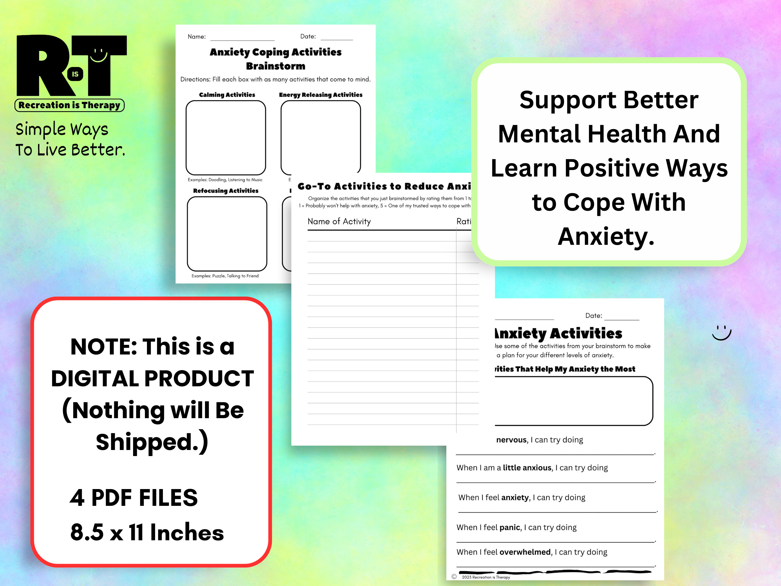 Anxiety Worksheets Printable Anxiety Relief & Coping Skills Adults ...