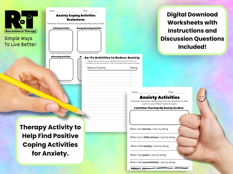Anxiety Worksheets Printable Anxiety Relief & Coping Skills Adults ...