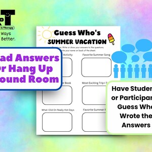 Back to School Game Summer Vacation Guess Who Ice Breaker Classroom ...