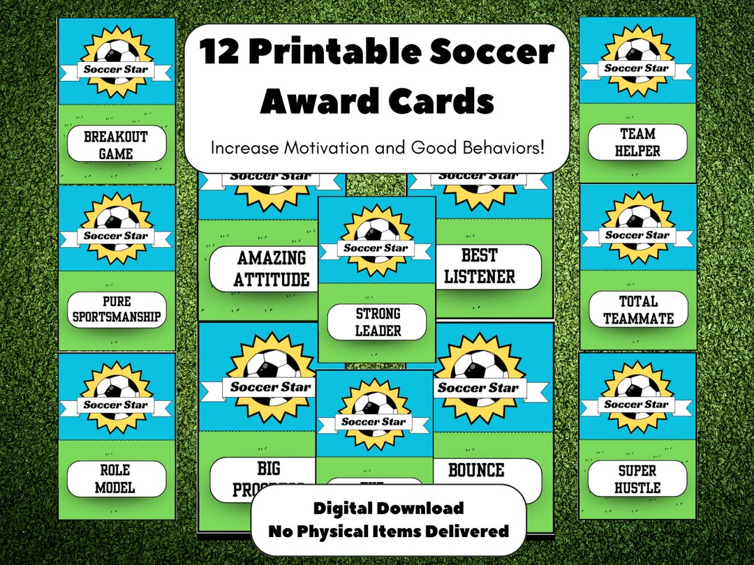 Soccer Award Printable Cards for After Games or Practices, Soccer Team ...