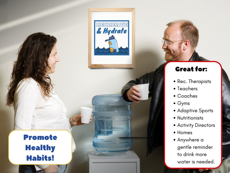 Drink Water Poster, Motivational Wall Art, Positive Print, Healthy ...