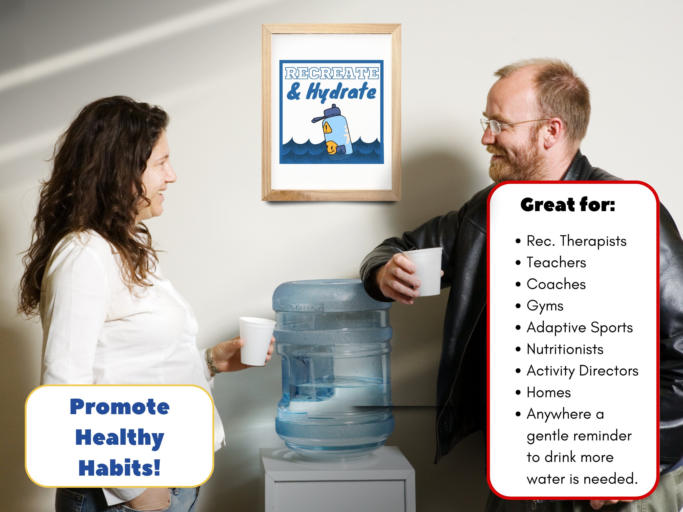 Drink Water Poster, Motivational Wall Art, Positive Print, Healthy ...