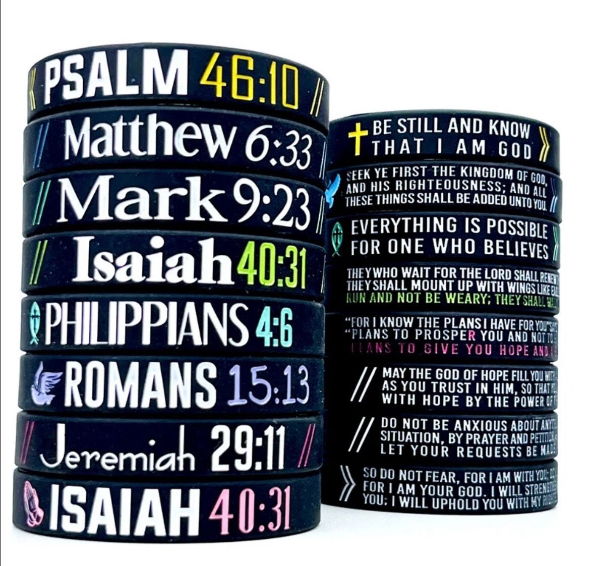 Motivational Christian Bible Verse Wristbands Uplifting Spiritual Sold ...