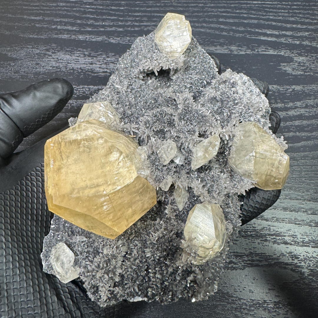 Yellow Diamond Calcite & Quartz Attached to the Matrix Crystal Healing ...