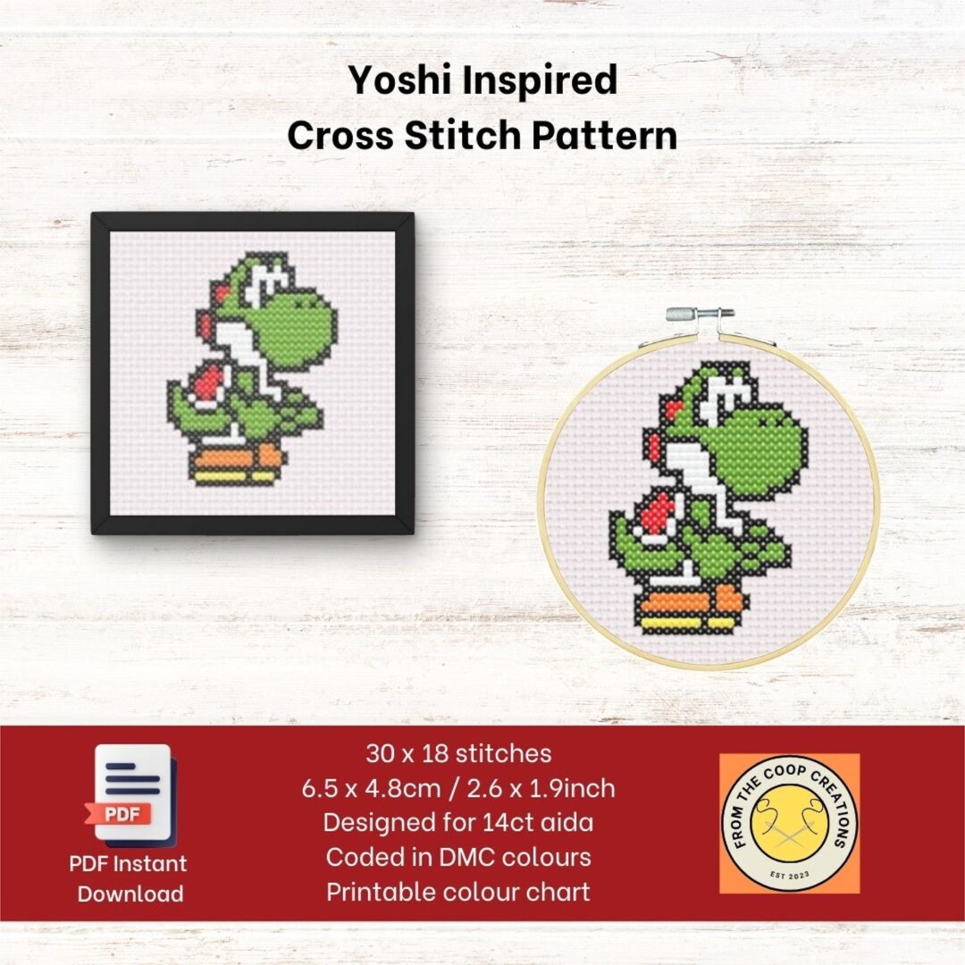 Cross Stitch - Yoshi Super Mario Inspired Cross Stitch Pattern - Etsy