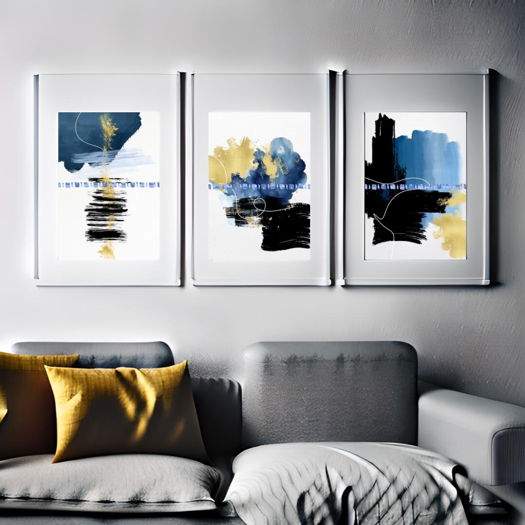 NPD AB 007: Set of 3 Abstract Digital Prints, Modern Abstract ...