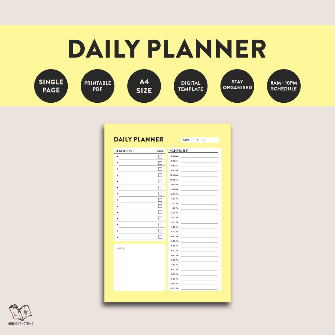 Pastel Yellow Daily Planner Printable Schedule Appointments, Reminders ...