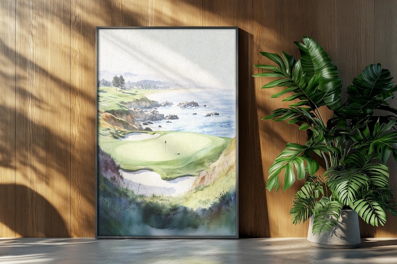 Pebble Beach Beauty – Watercolor Golf Course Art Print - Etsy