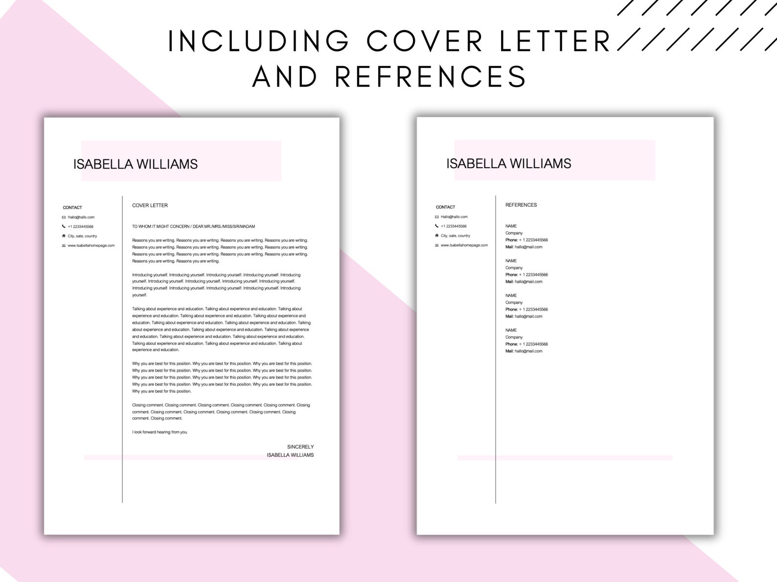 Professional Resume Template for Microsoft Word With Cover Letter ...