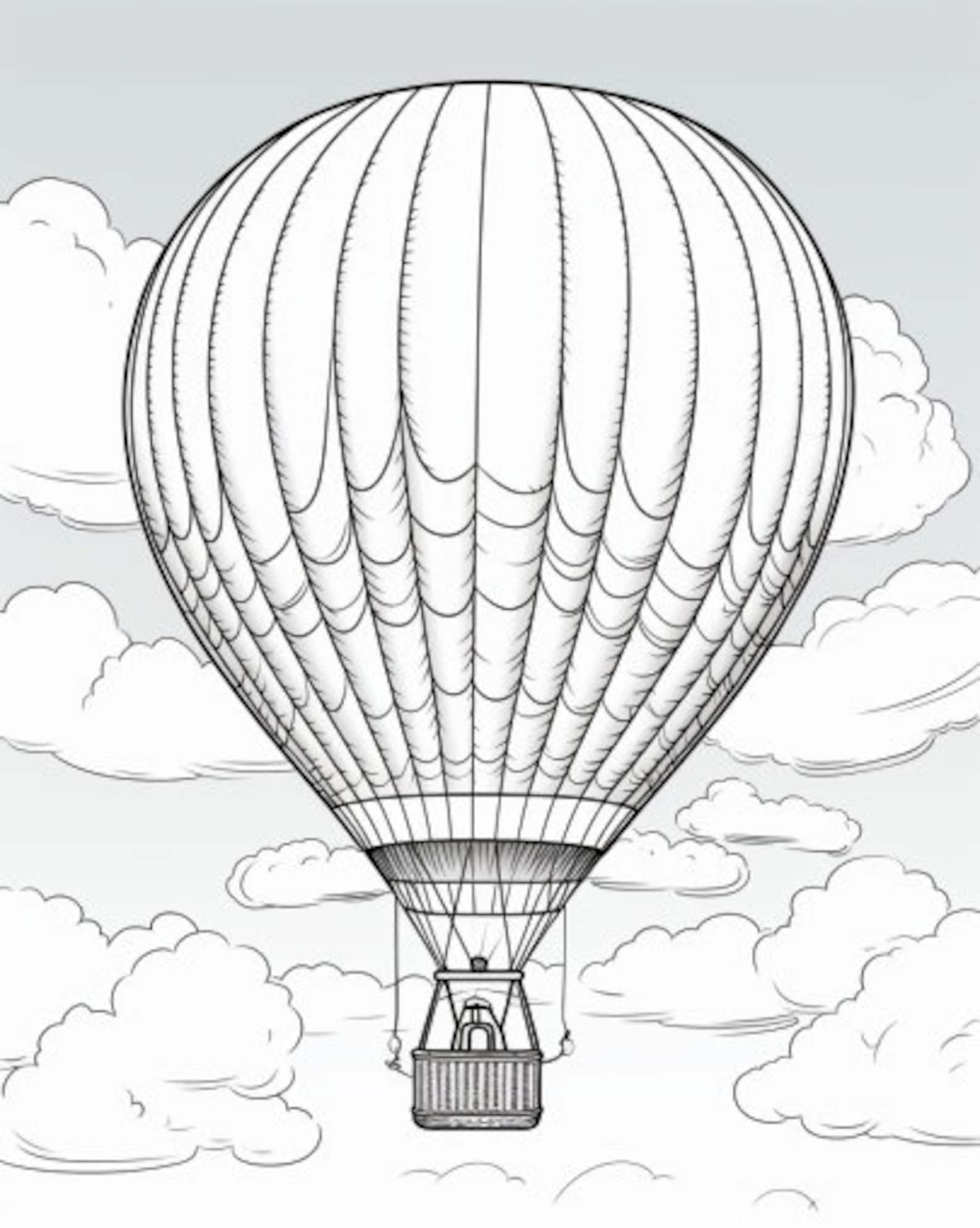 Hot Air Balloons in Flight - 6 Coloring Pages (digital Downloads) - Etsy