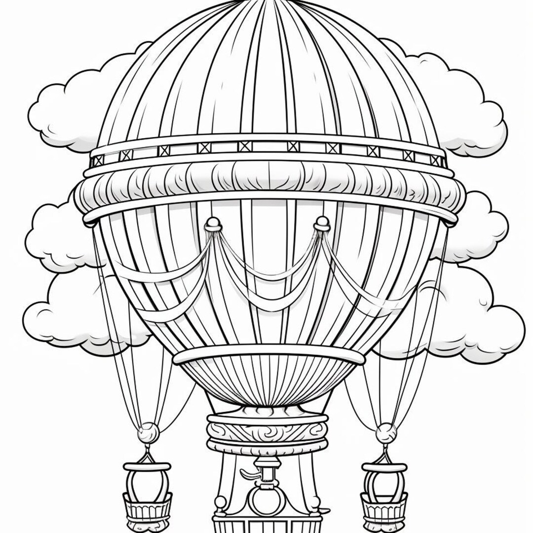 Hot Air Balloons in Flight - 6 Coloring Pages (digital Downloads) - Etsy