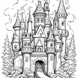 Enchanted Castles: Four Coloring Pages (digital Dowloads) - Etsy