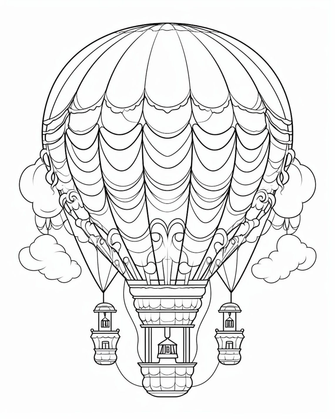 Hot Air Balloons in Flight - 6 Coloring Pages (digital Downloads) - Etsy