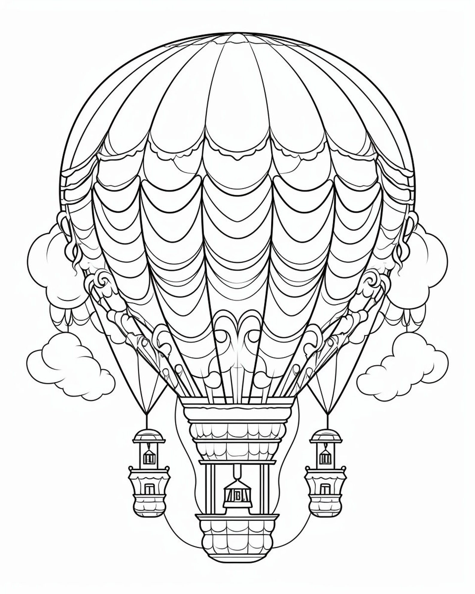 Hot Air Balloons in Flight - 6 Coloring Pages (digital Downloads) - Etsy