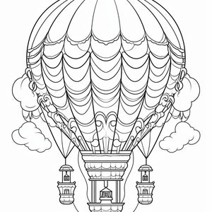 Hot Air Balloons in Flight - 6 Coloring Pages (digital Downloads) - Etsy