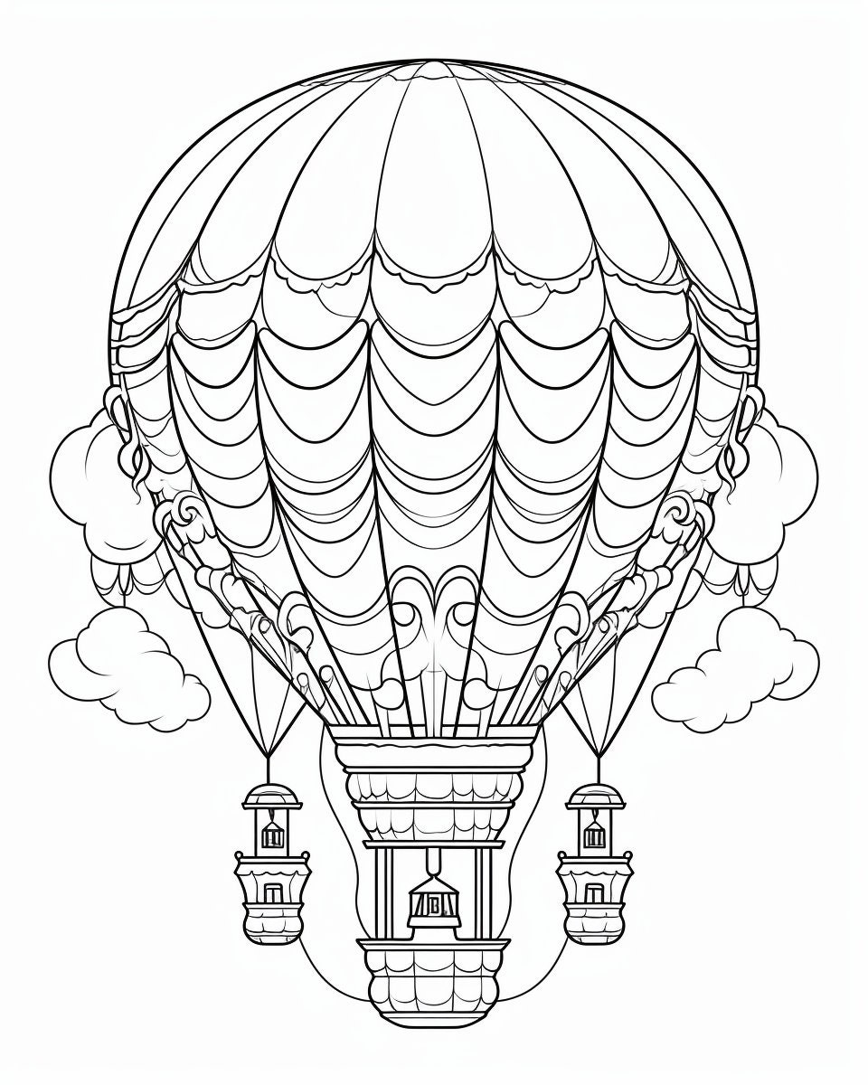 Hot Air Balloons in Flight - 6 Coloring Pages (digital Downloads) - Etsy