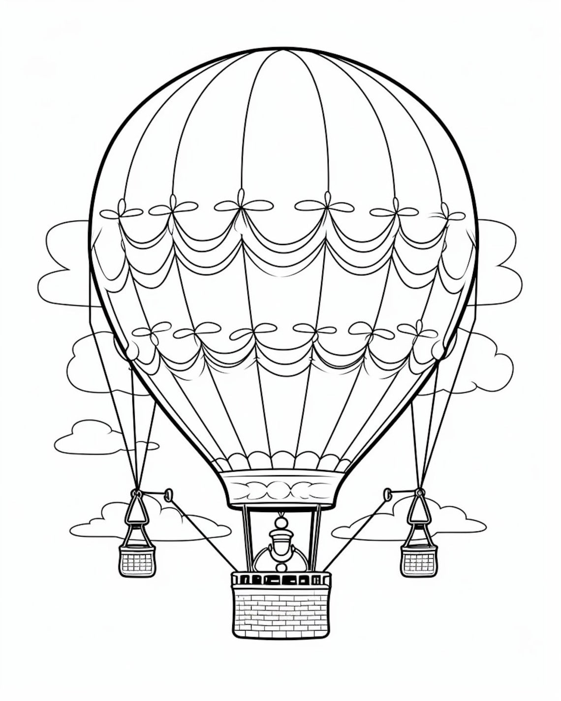 Hot Air Balloons in Flight - 6 Coloring Pages (digital Downloads) - Etsy