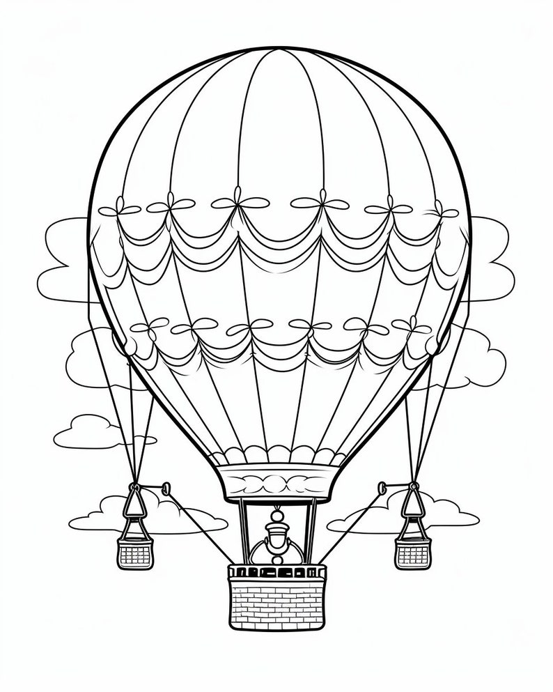 Hot Air Balloons in Flight - 6 Coloring Pages (digital Downloads) - Etsy